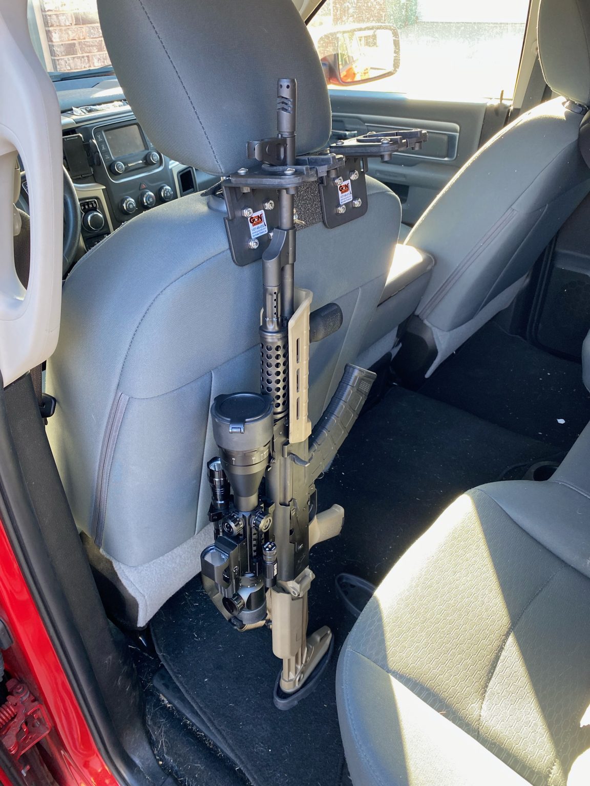 Double Head Rest Vehicle Gun Rack with 2 Gungrabbers 2 Butts - The Gun ...