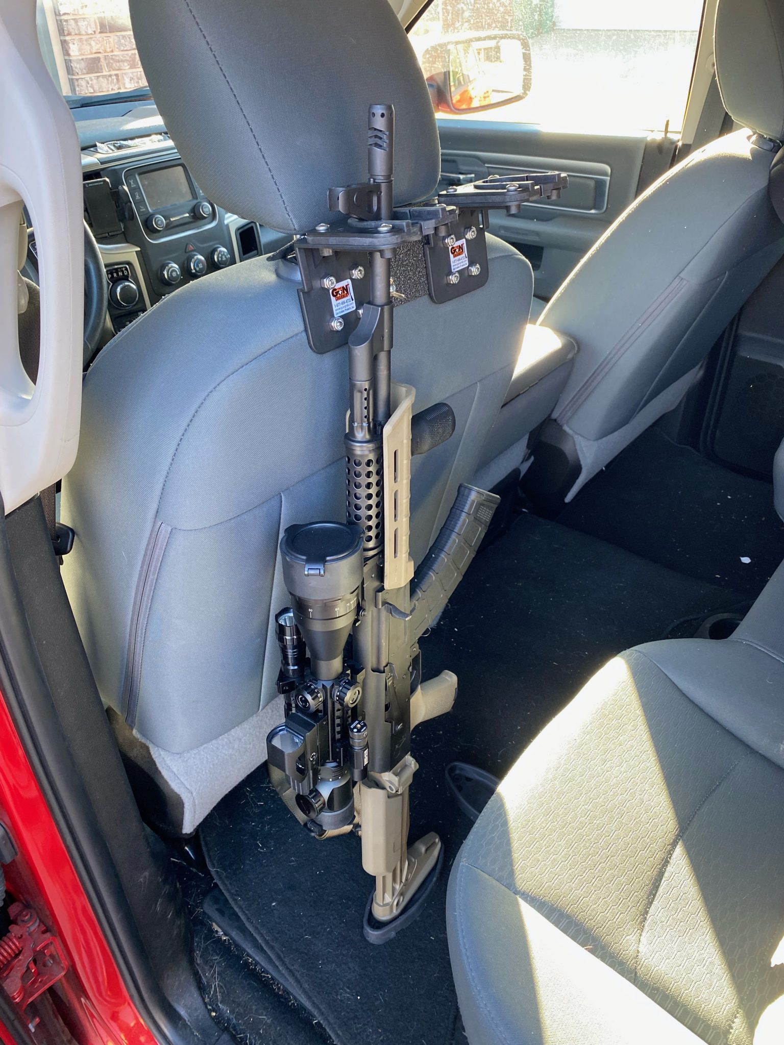 Double Head Rest Vehicle Gun Rack with 2 Gungrabbers 2 Butts - The Gun ...