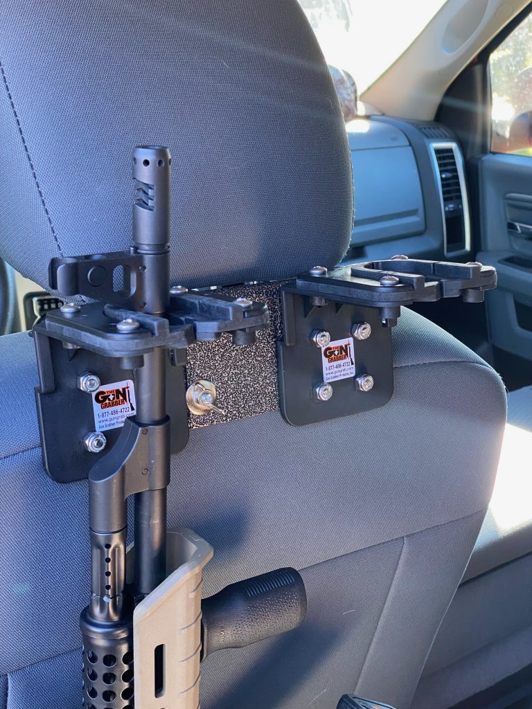 Double Head Rest Vehicle Gun Rack with 2 Gungrabbers 2 Butts - The Gun ...